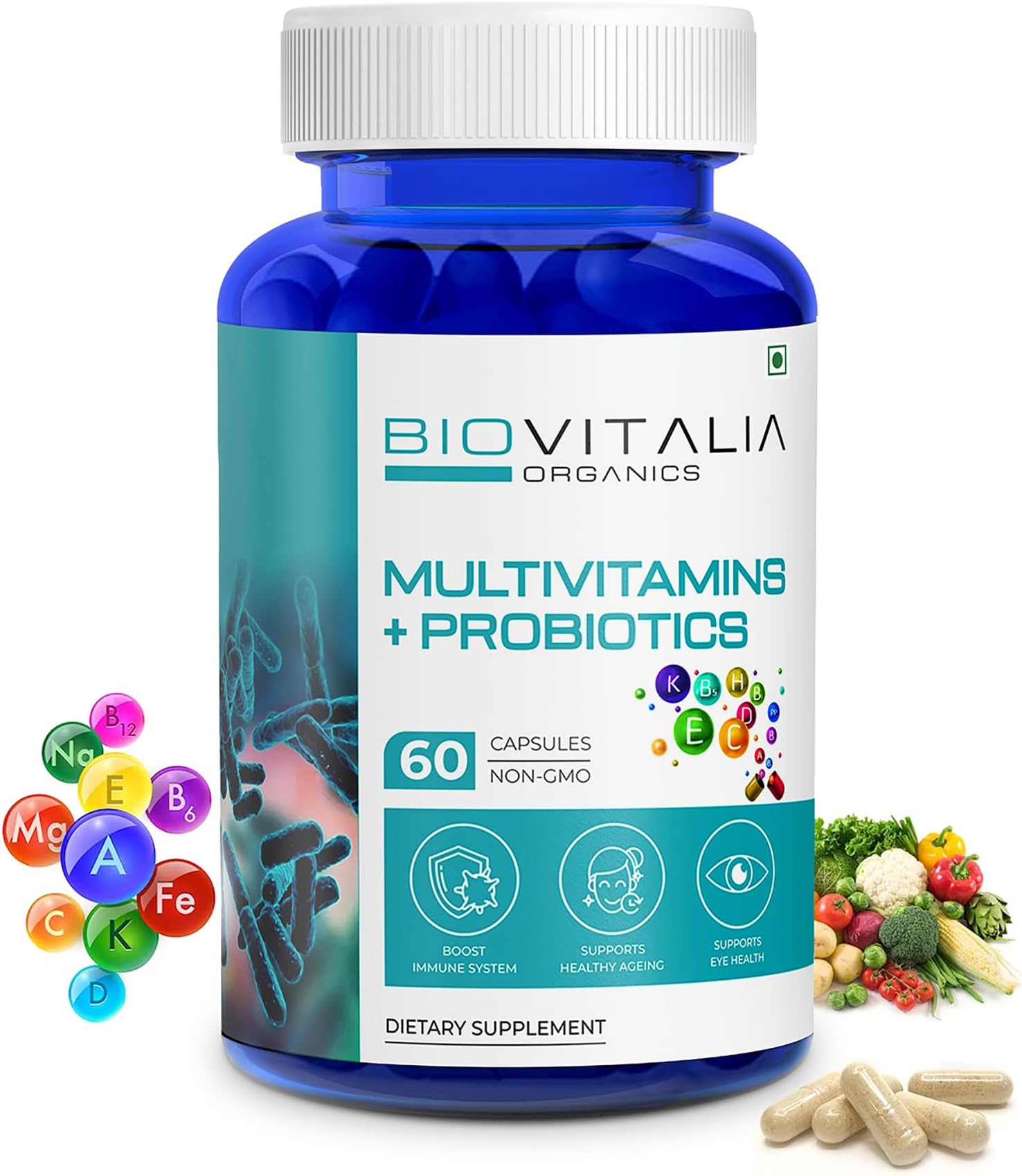 Amazon.com: BIOVITALIA ORGANICS Multivitamins + Probiotics Dietary ...