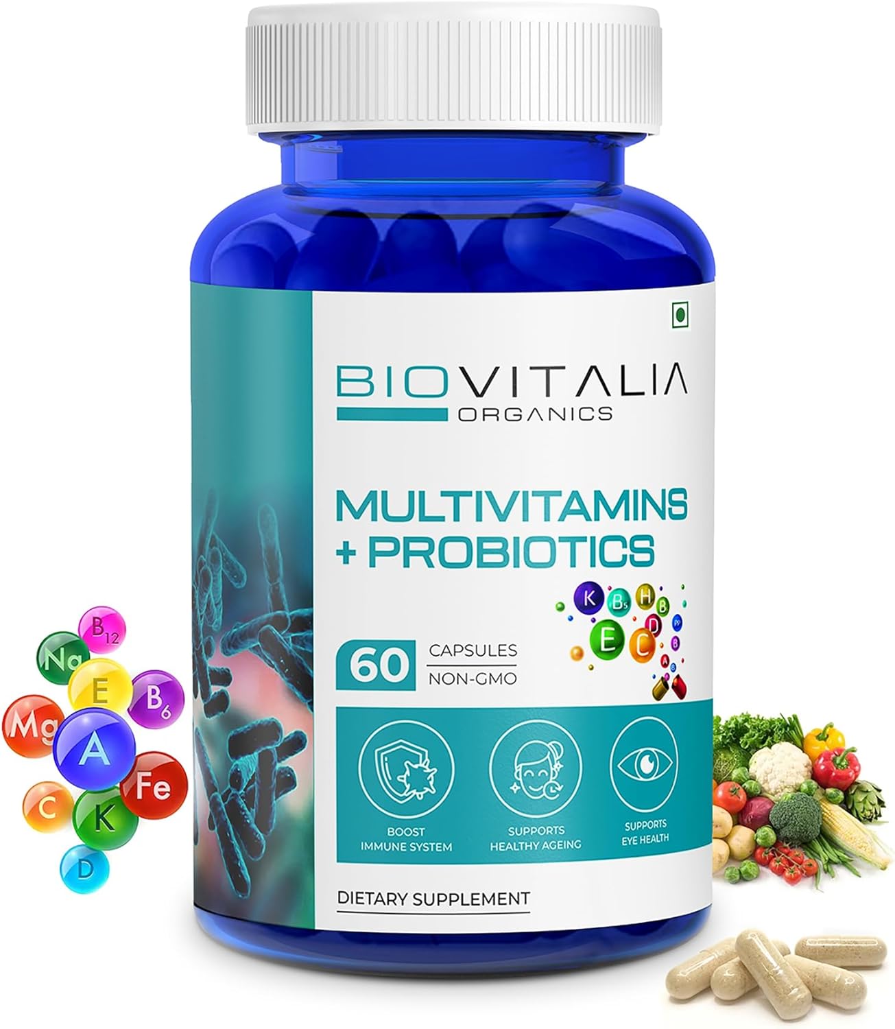 Amazon.com: BIOVITALIA ORGANICS Multivitamins + Probiotics Dietary ...