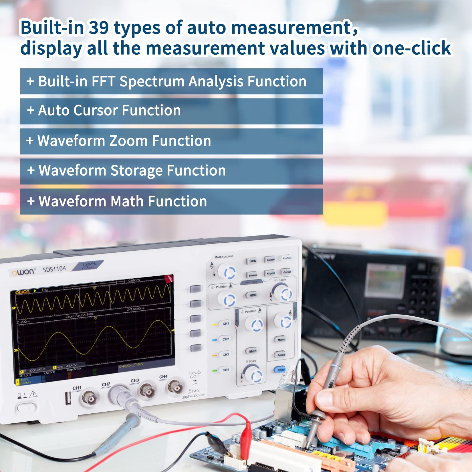 Snapklik.com : 100Mhz Digital Oscilloscope SDS1104, 7 Inch LCD Digital ...