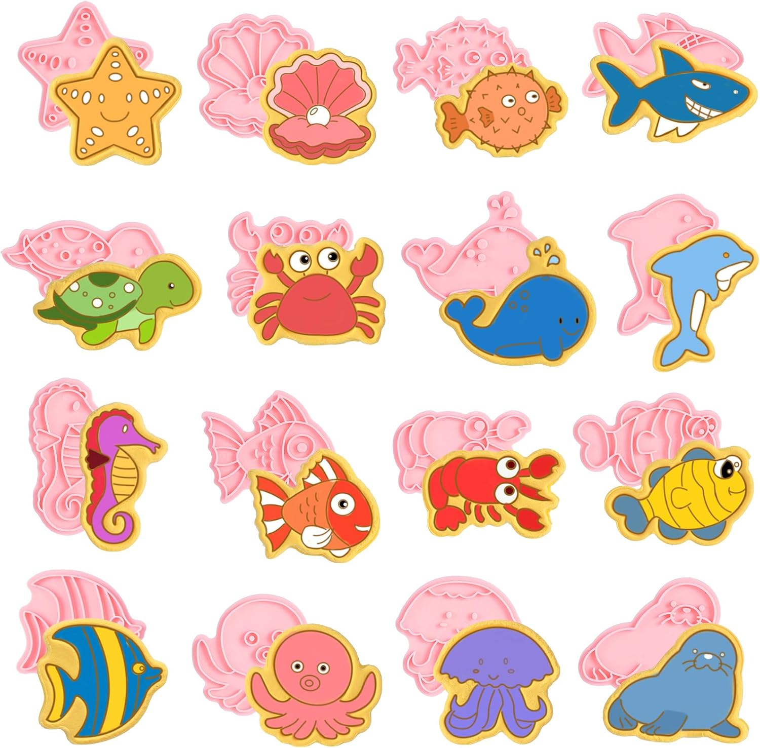 Amazon.com: 16 PCS Under The Sea Cookie Cutter Set, Ocean Cookie ...