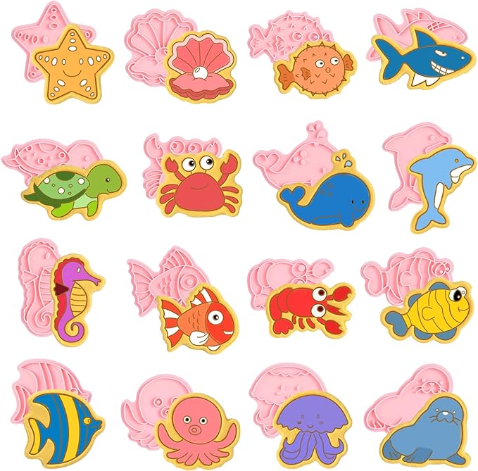 Amazon.com: 16 PCS Under The Sea Cookie Cutter Set, Ocean Cookie ...