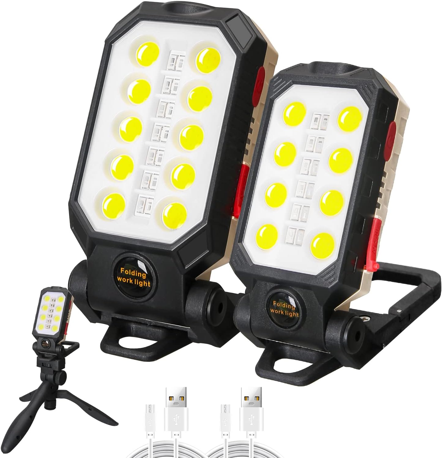 CIWIC 2pack Rechargeable Led Work Light for Mechanics, Portable COB ...