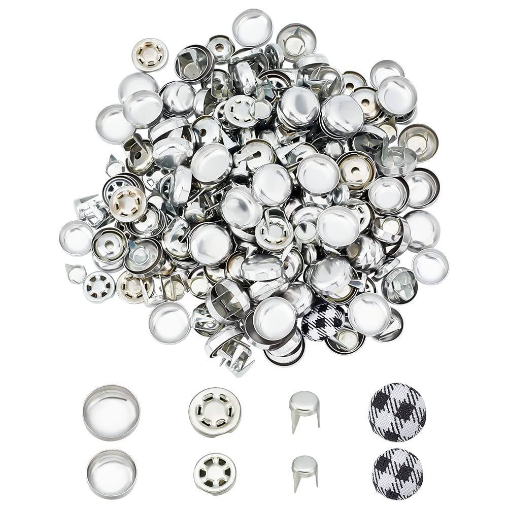 Amazon.com: BENECREAT 120 Sets Aluminum Cap Top Cover Buttons Fabric ...