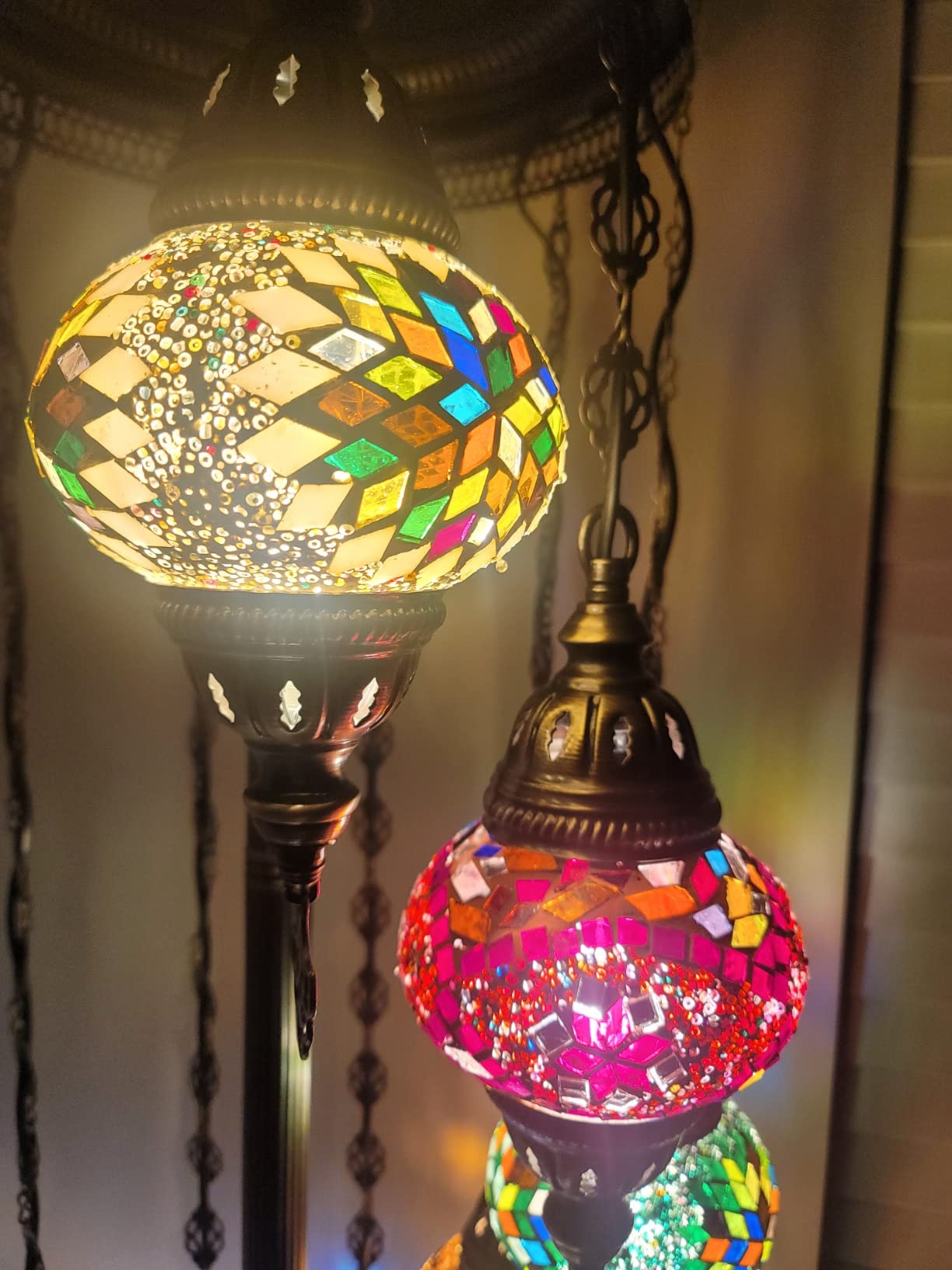 $47/mo - Finance Asylove Turkish Lamp 9 Globe Mosaic Floor Lamp, Mosaic ...