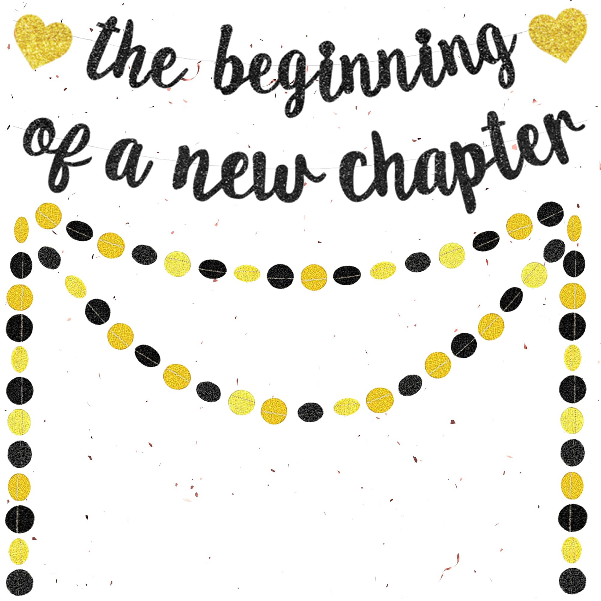 The Beginning of a New Chapter Banner – Black and Gold Garland Banners ...