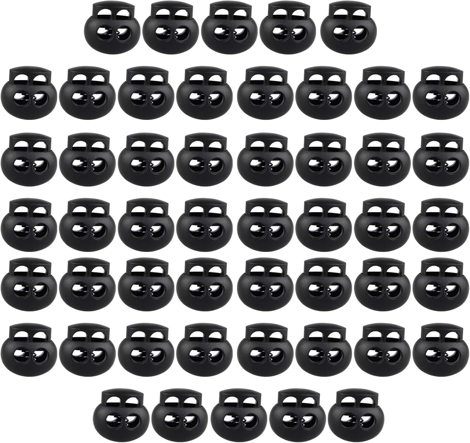 Futheda 50PCS Spring Cord Lock Buckles Double Hole Cord Locks Black ...