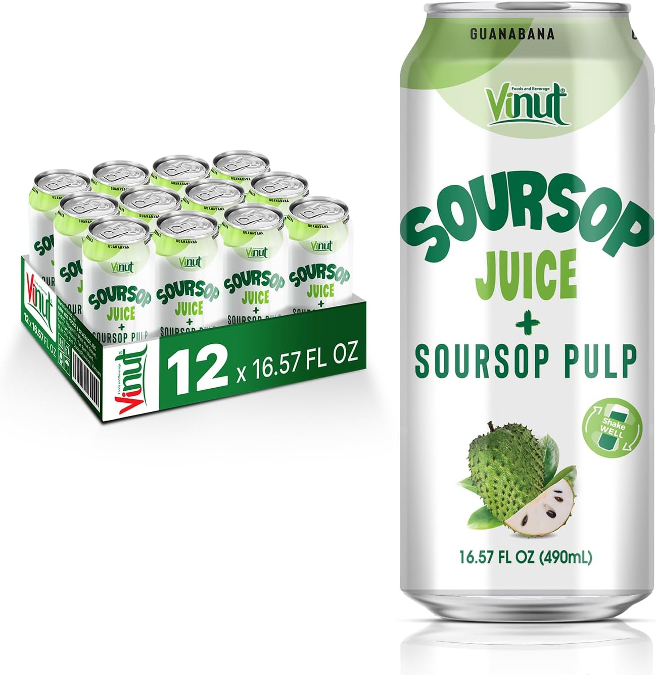 Amazon.com : Vinut 100% Soursop Juice With Pulp (16.57 fl oz, Pack 12 ...
