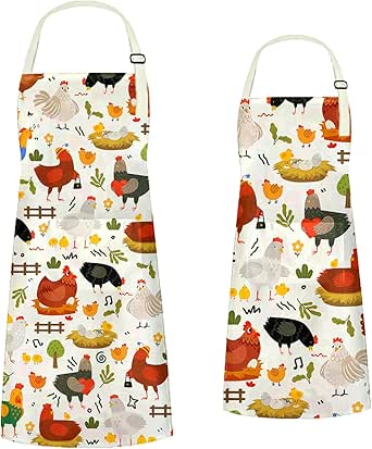 Amazon.com: MCPESAS Chicken Cooking Kitchen Apron Set, Chicken Matching ...