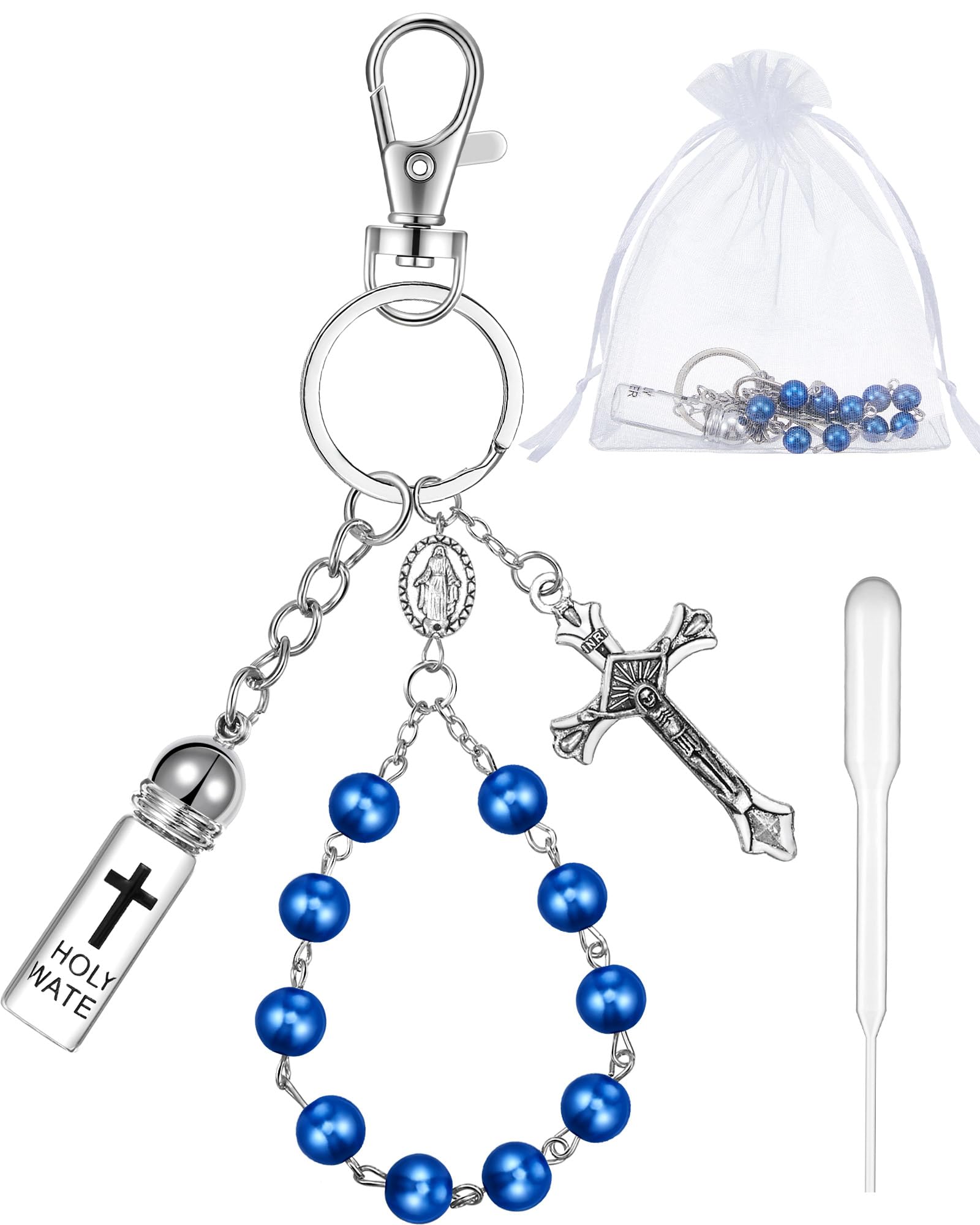 Amazon.com: Blushtier Holy Water Rosary Keychain with Small Glass ...