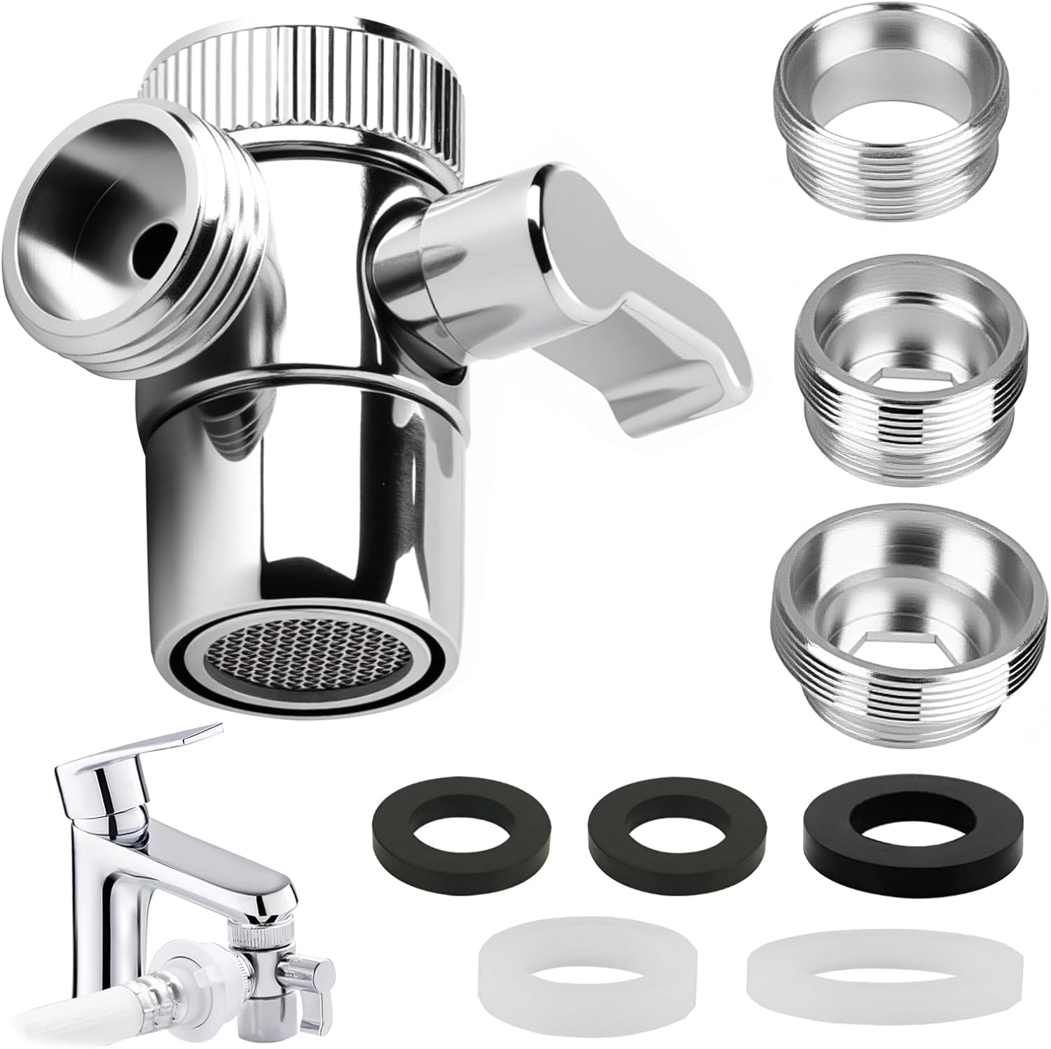 3 Way Shower Head Diverter Valve, Tap to Shower Adapter for Bath Taps ...