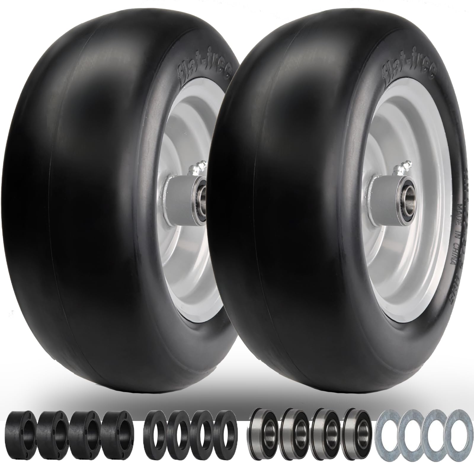 11x4.00-5" Lawn Mower Tires, 11x4-5" Flat Free Tires and Wheel, Zero ...