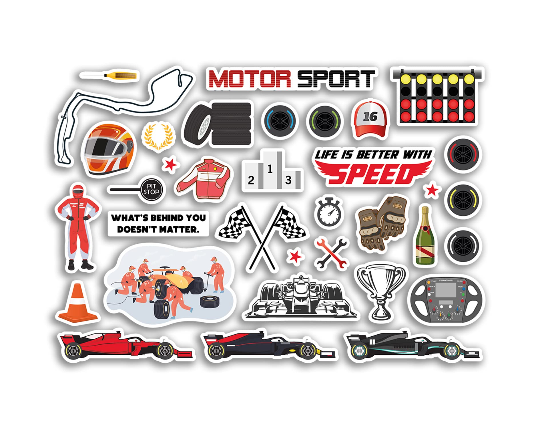 A5 Sticker Sheet Motorsport Vinyl Stickers - Racing Cars Sport Boys ...