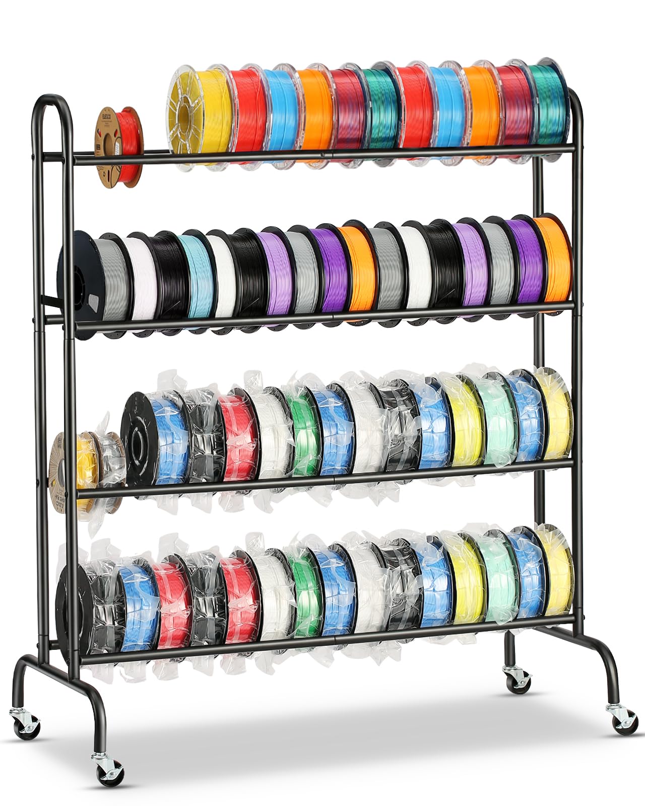 AHOWPD 3D Printer Filament Storage Rack - 4 Tier Rolling Filament Spool ...