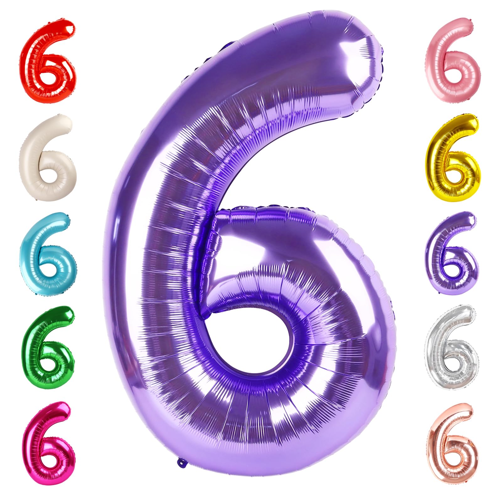 Amazon.com: 6 Balloon Number 40 Inch, 6th Birthday Balloon for Boy Girl ...