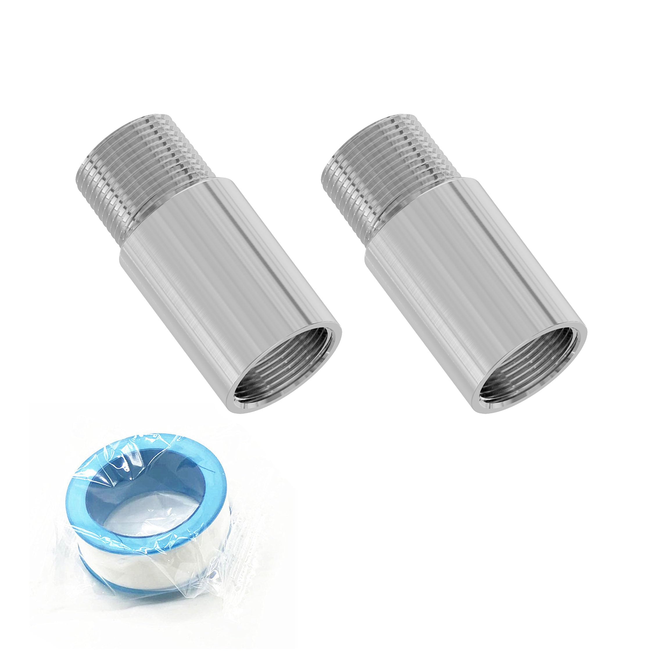 FOCMKEAS 2 PCS Shower Head Extension Arm Extender Stainless Steel 1/2PT ...