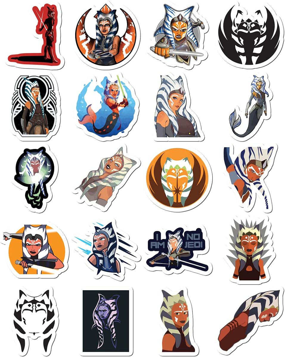 Amazon.com: Stickers Pack 20 Pcs Ahsoka Vinyl Tano Waterproof Aesthetic ...