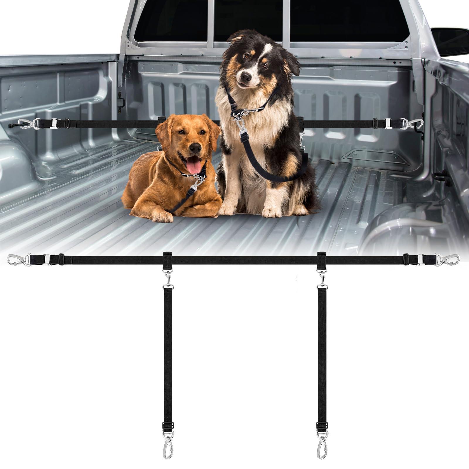 Amazon.com : Clysee Truck Bed Dog Tether for Two Dogs Double Leash ...