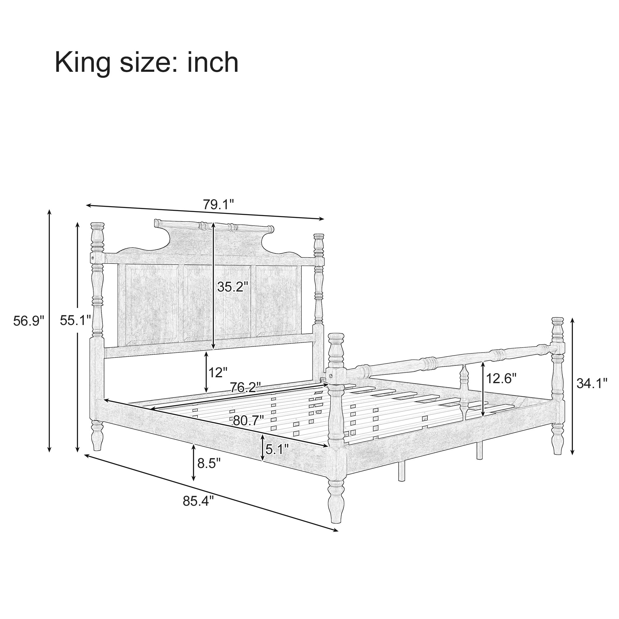 Bed Frame Dimension Chart Printable
