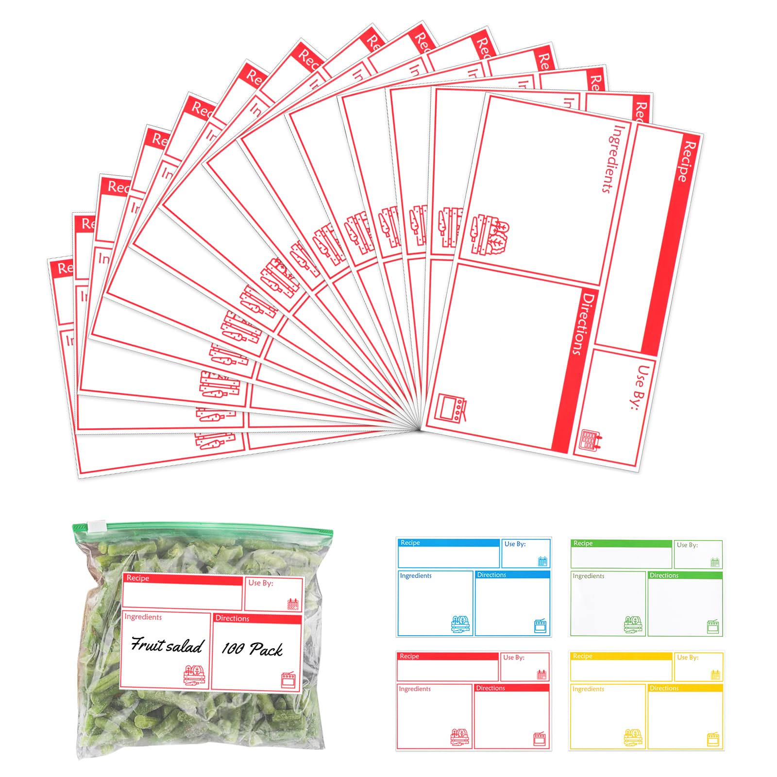 Amazon.com : 100pcs Labels for Freezer Bags Freezer Meal Labels with ...