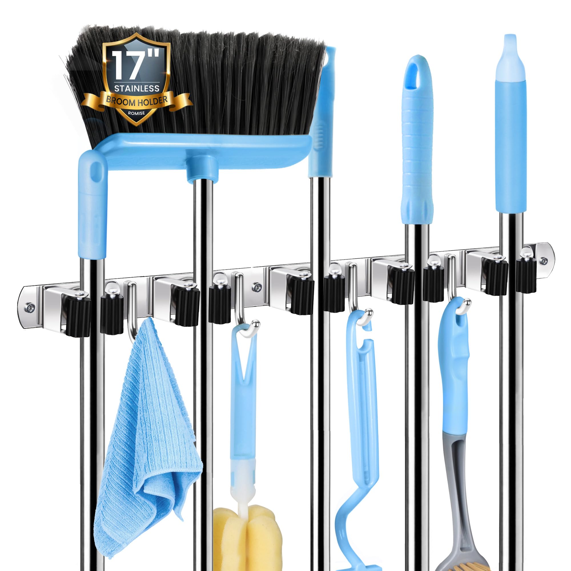 Snapklik.com : Romise Broom And Mop Holder Wall Mounted, Self Adhesive ...