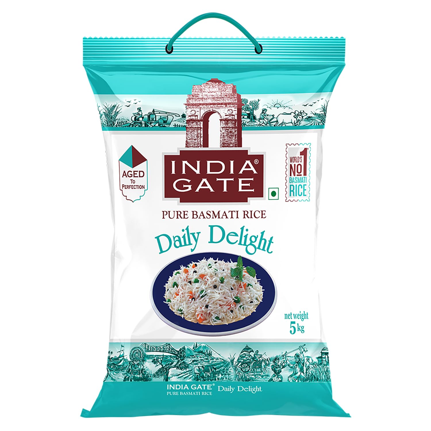 India Gate Daily Delight Pure Basmati Rice 5kg | Raw and Aged Broken ...