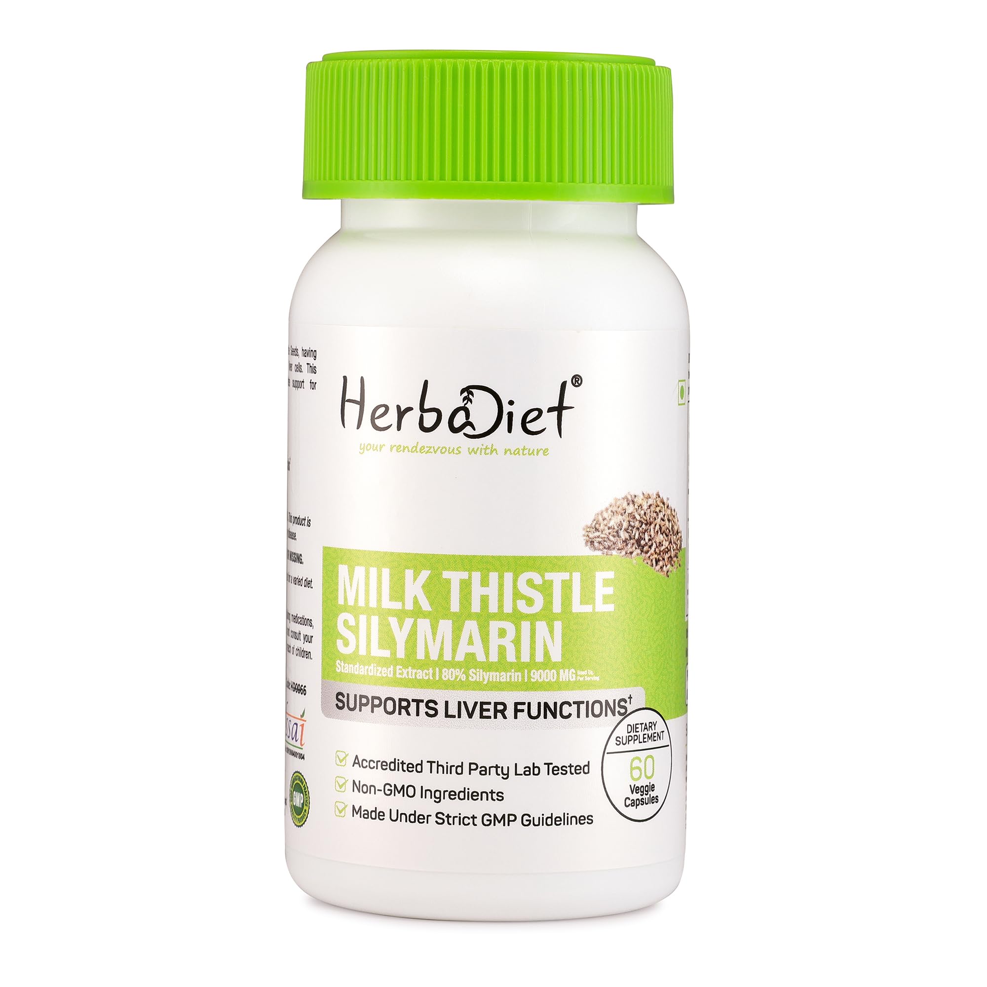 Herbadiet Milk Thistle Extract 60 Capsules|Standardized 80% Silymarin ...