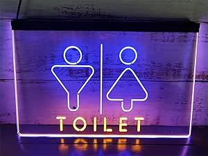 Men And Women Toilet LED Neon Sign, Plug Powered Dual Color Letters ...