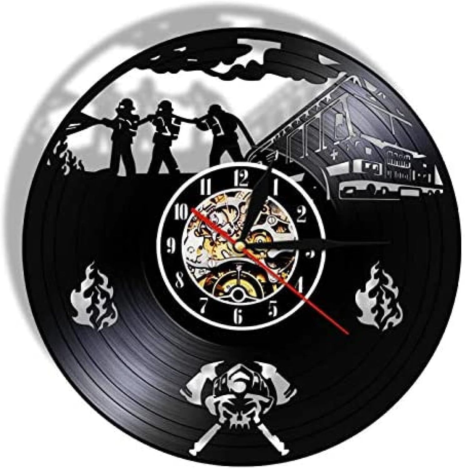 HDZWW Wall clock Fireman Vinyl Record Wall Clock Modern Design ...