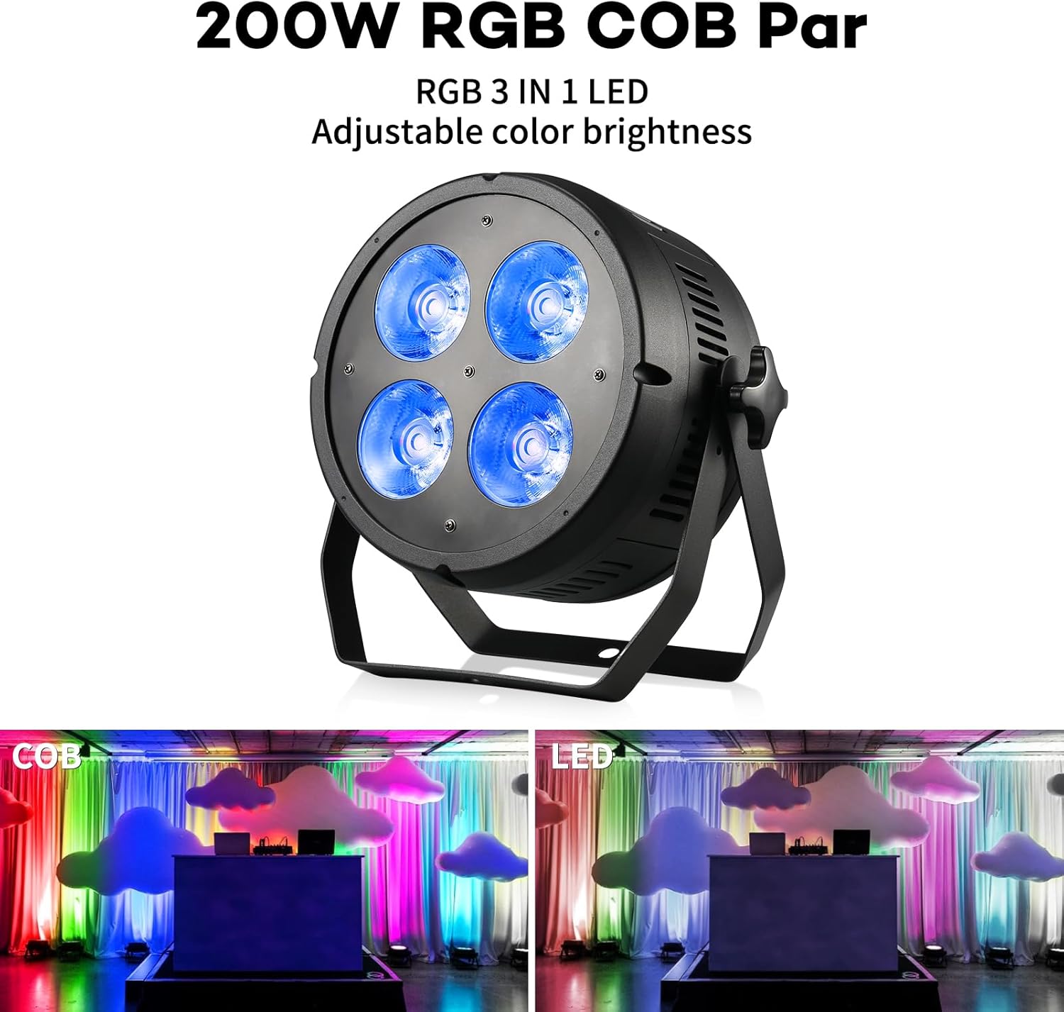 Luces LED para escenario SEBRUANC 200W RGB 3 en 1 COB Profesional DMX ...