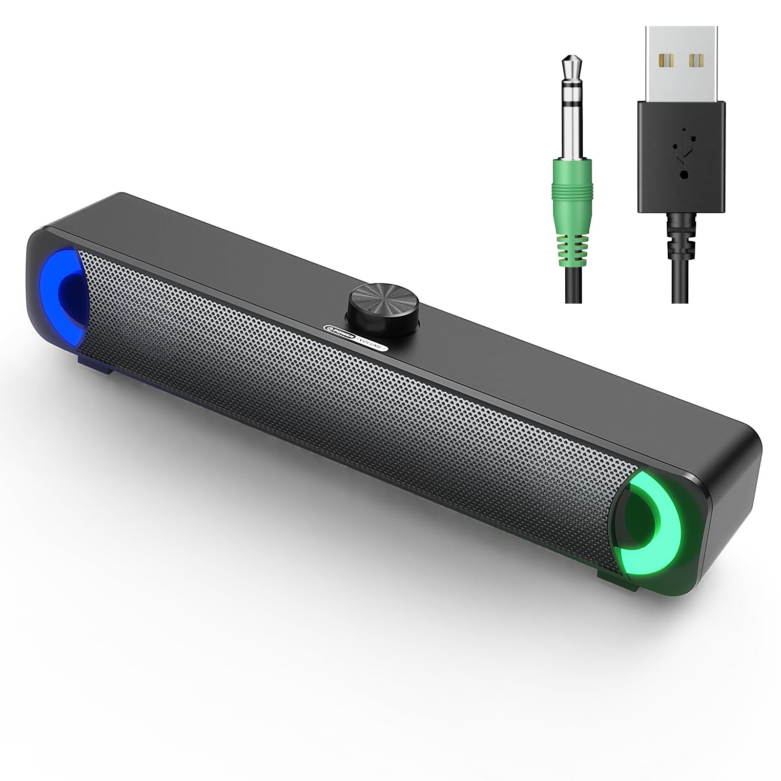 USB Computer Speaker, RGB Desktop Soundbar, Wired Sound Bar with ...
