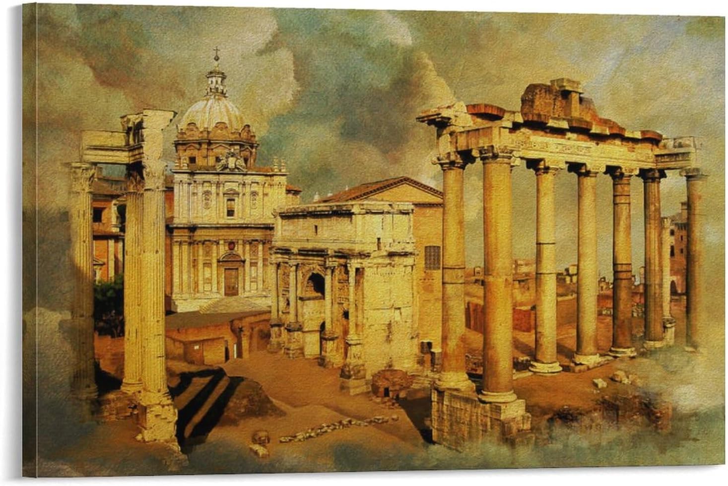 Arte de pared vintage de arquitectura romana antigua, arte de pared de ...