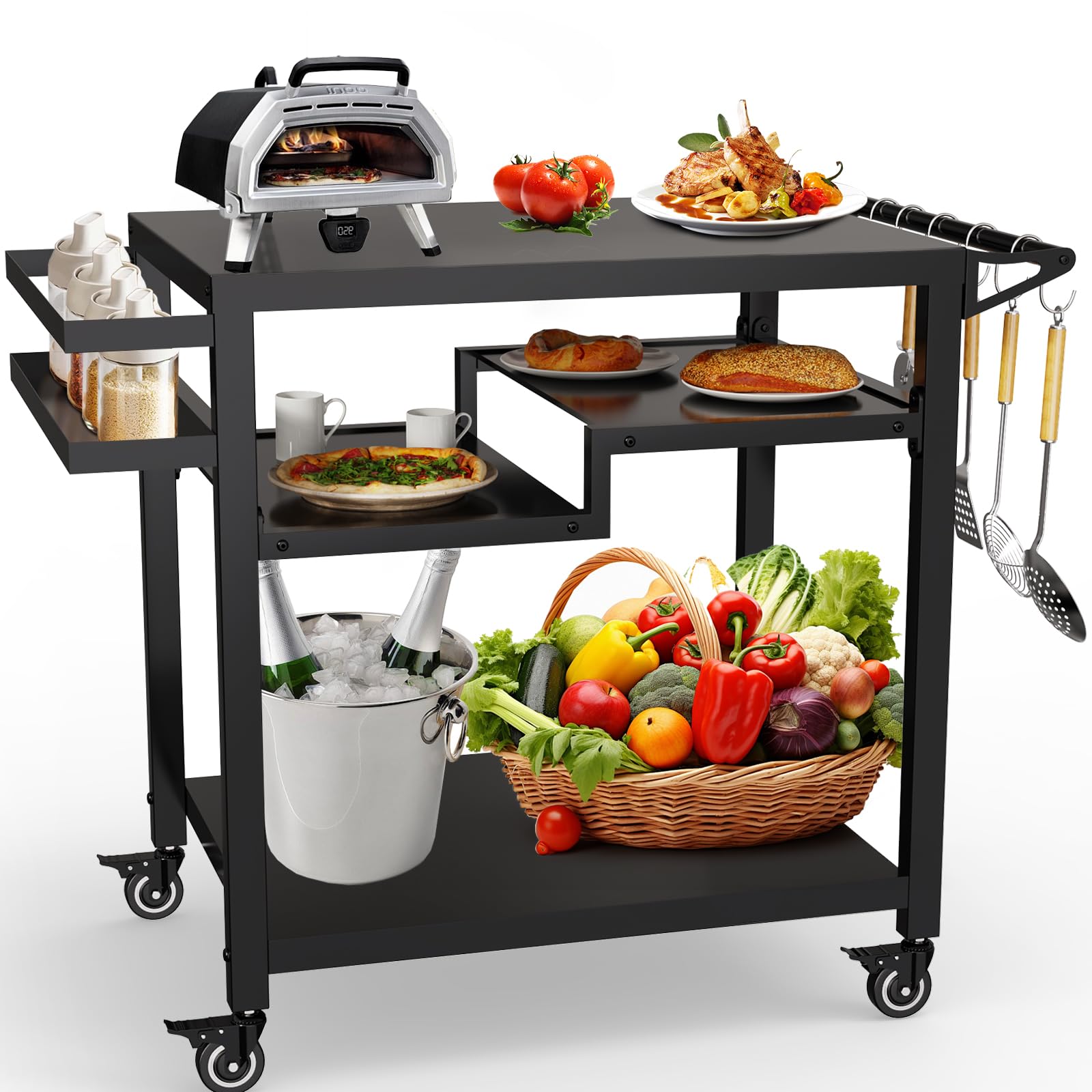 Amazon.com: MEXMIODY Outdoor Grill Table, Multi-Function Pizza Oven ...