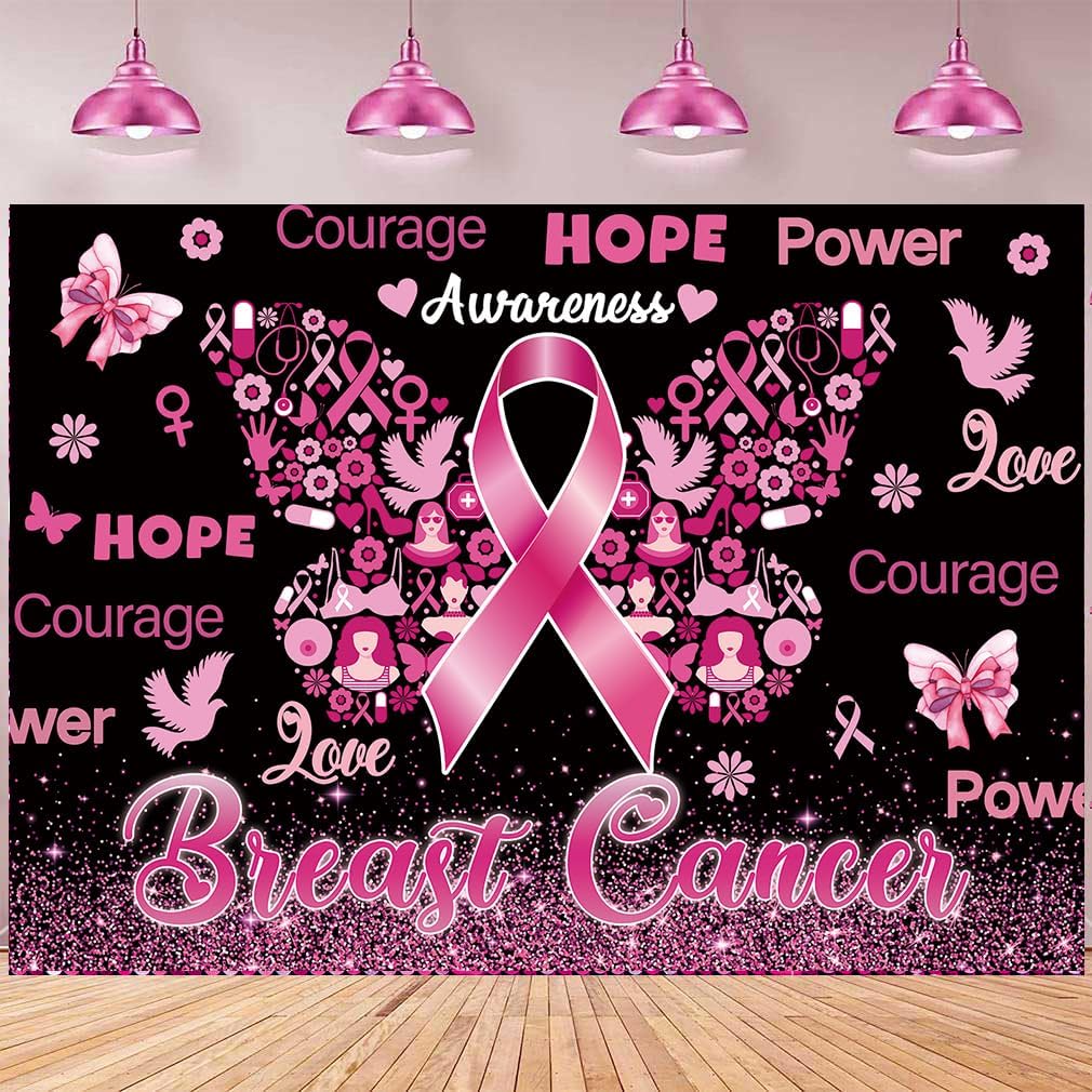 Amazon.com : Breast Cancer Awareness Backdrop 7x5FT Pink Ribbon Pigeon ...