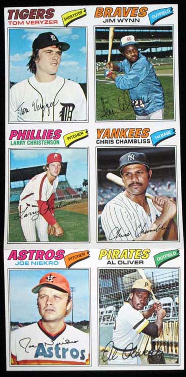 1977 Topps MLB Dynamite 6 Card Panel Sheet - munimoro.gob.pe