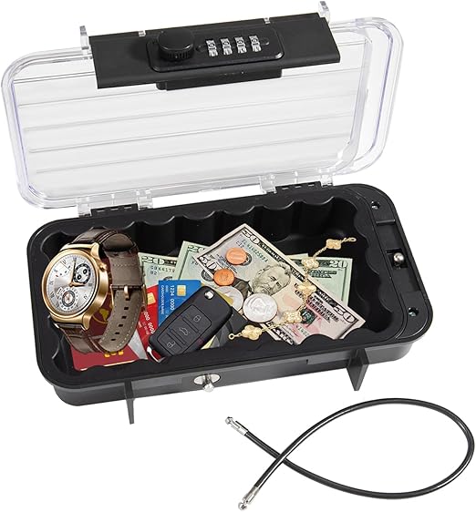 Portable Safe Box, Waterproof Combination Security Lockbox Travel Safe ...