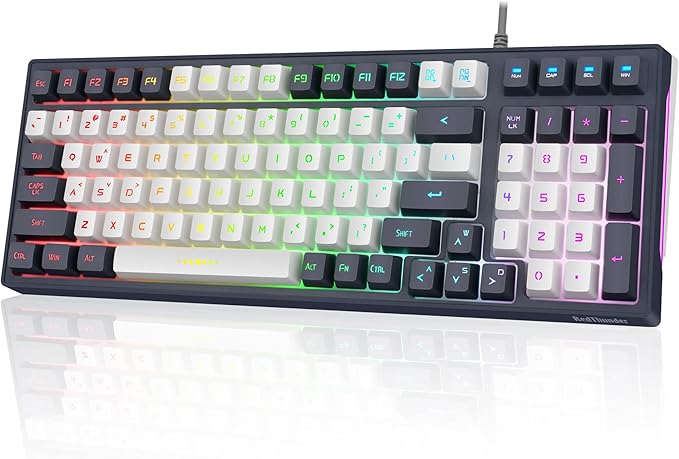 RedThunder K96 Clavier Rétroéclairées RVB Gamer, Sensation Mécanique Compact à 96 Touches ...