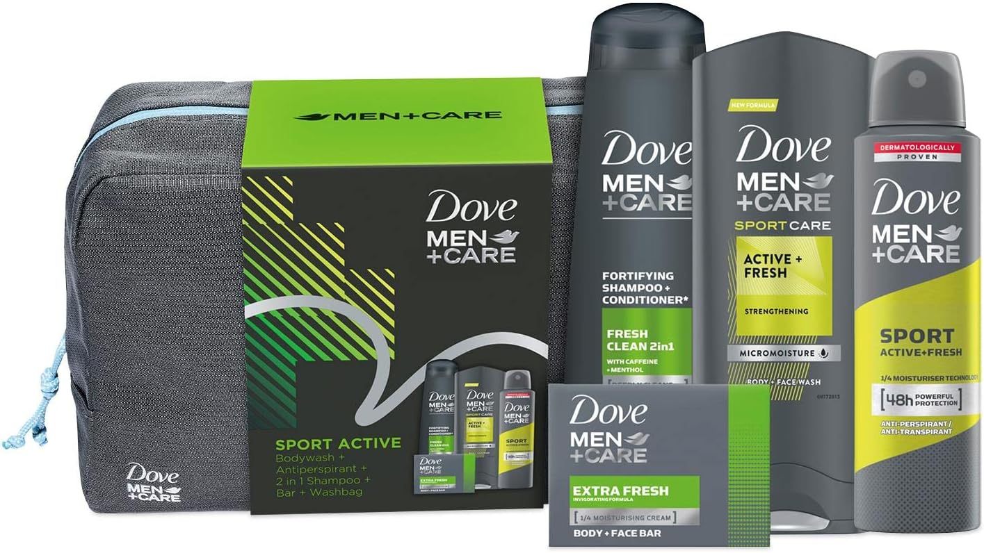 Dove Men Care Sport Active Essentials 4pcs Gift Set For Men with Grey ...