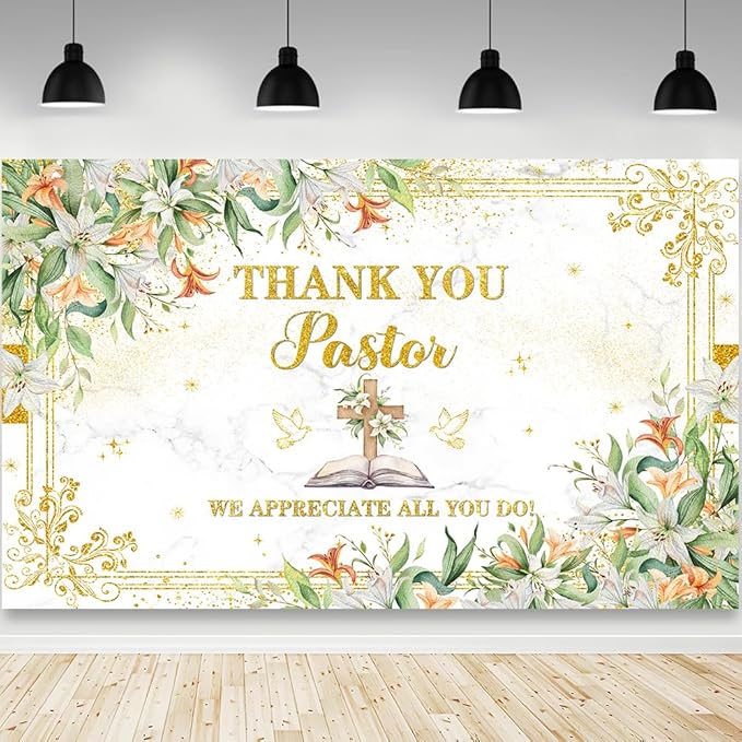 Amazon.com : AIBIIN Pastor Appreciate Day Backdrop Thank You for All ...
