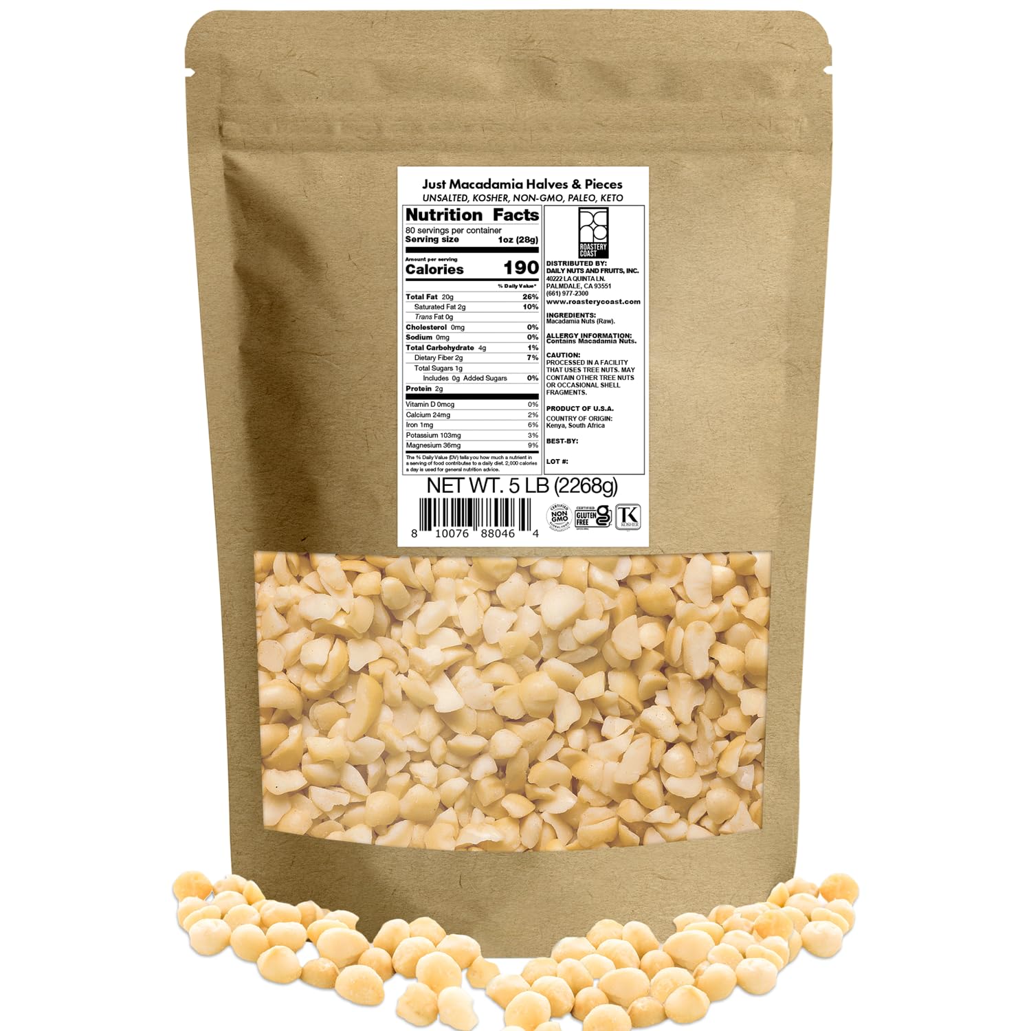 Amazon.com : Roastery Coast - Daily Nuts | Just Raw Macadamia Nuts ...