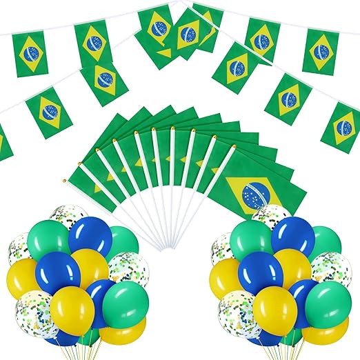 Amazon.com: Lenwen 54 Pcs Brazilian String Pennant Banners Brazil Flag ...