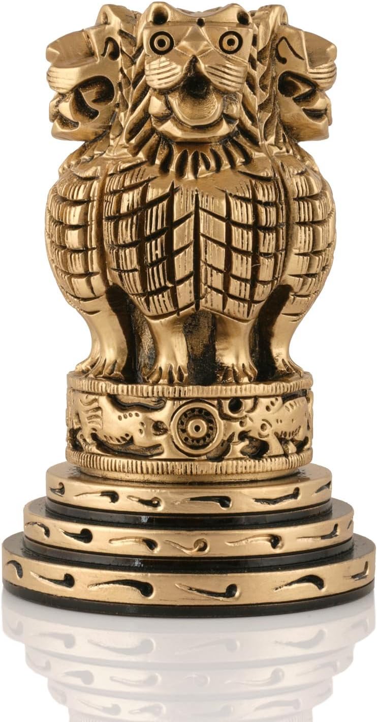 craftvatika Wooden Ashoka Stambh Statue Ashok Chakra Pillar Sculpture ...