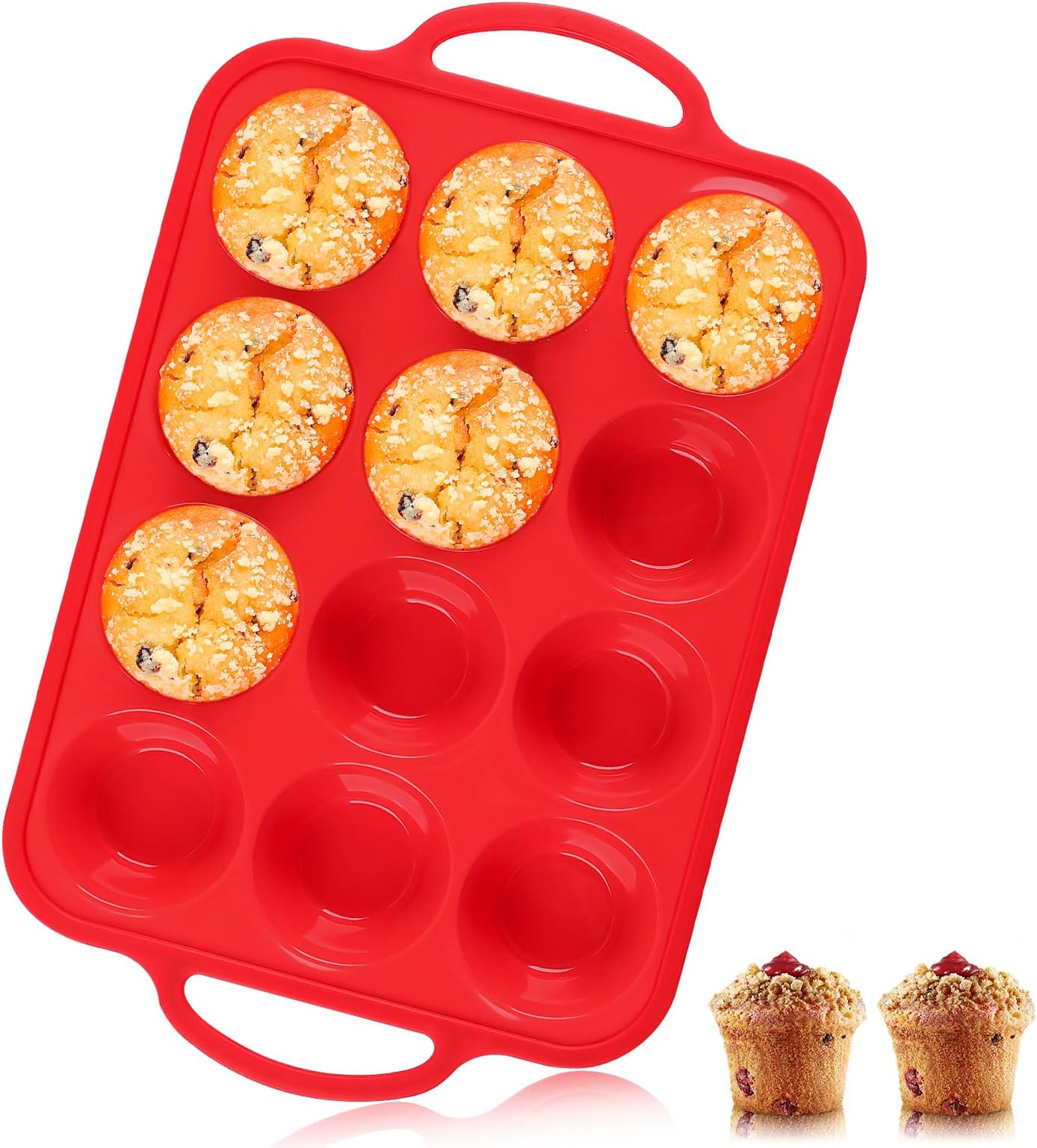 Amazon.com: 2Pack Silicone Muffin Pan for Baking with Metal Reinforced ...