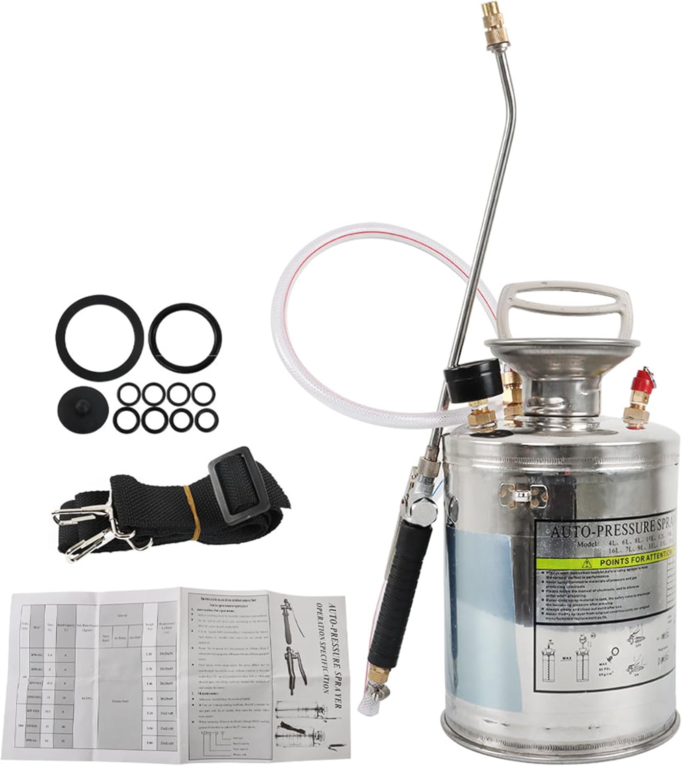 Amazon.com : elfinrm 1 Gallon Stainless Steel Sprayer, 12 Wand & 3FT ...