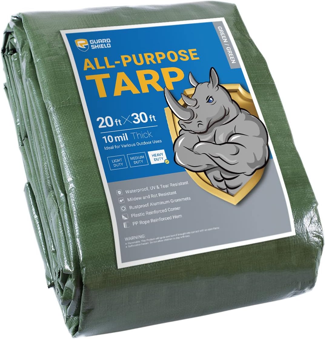 GUARD SHIELD Heavy Duty Tarp 20x30 Feet Green Multi Purpose Thick ...