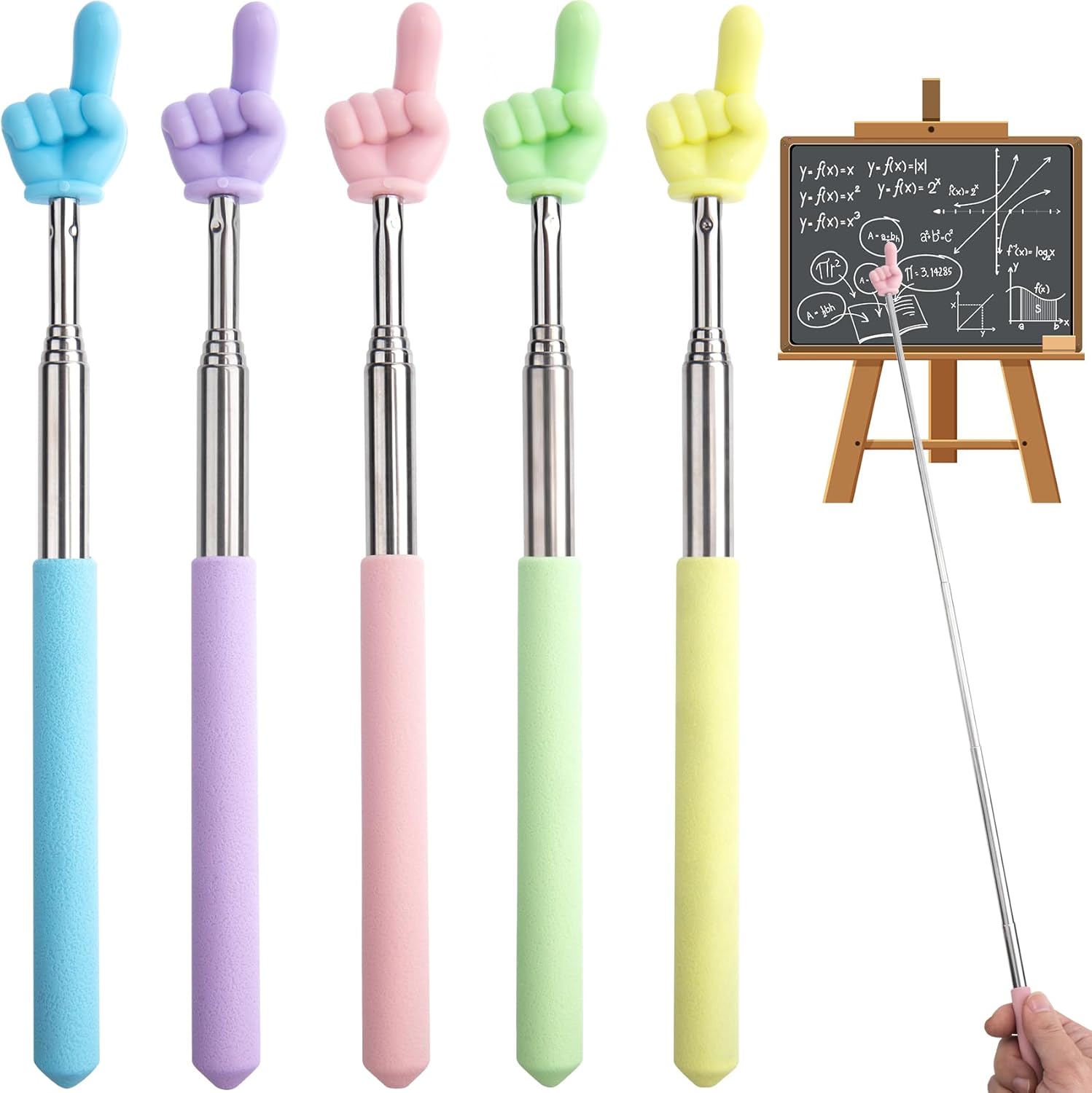 Amazon.com : PAGOW 5 Pcs Retractable Teacher Pointer Sticks, 5 Colors ...