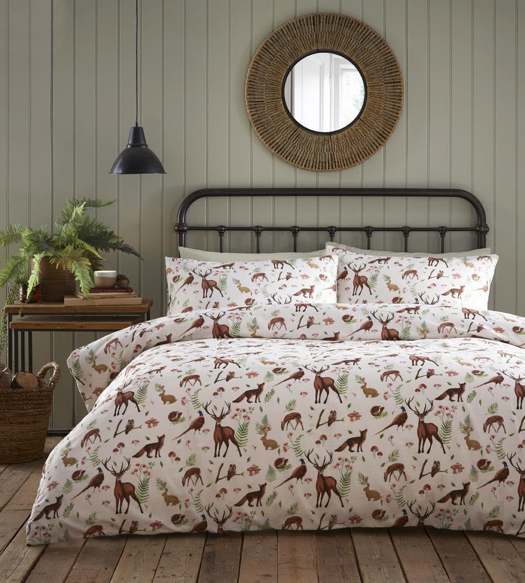 HOMEMAKER BEDDING Duvet Cover Set Woodland Countryside Animals Wildlife ...