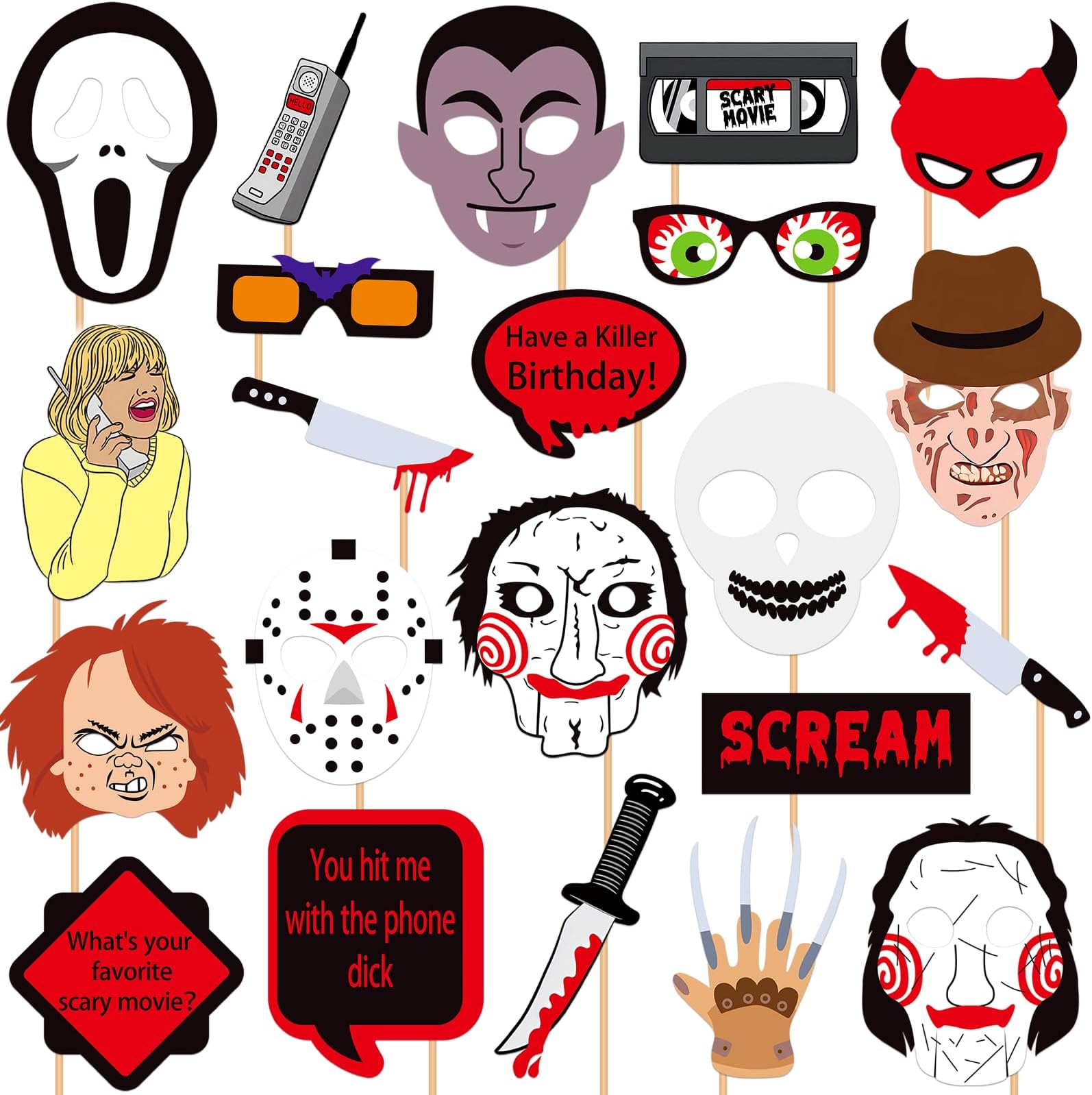 Amazon.com: Horror movie Photo Booth Props Have a Killer Photo Booth ...