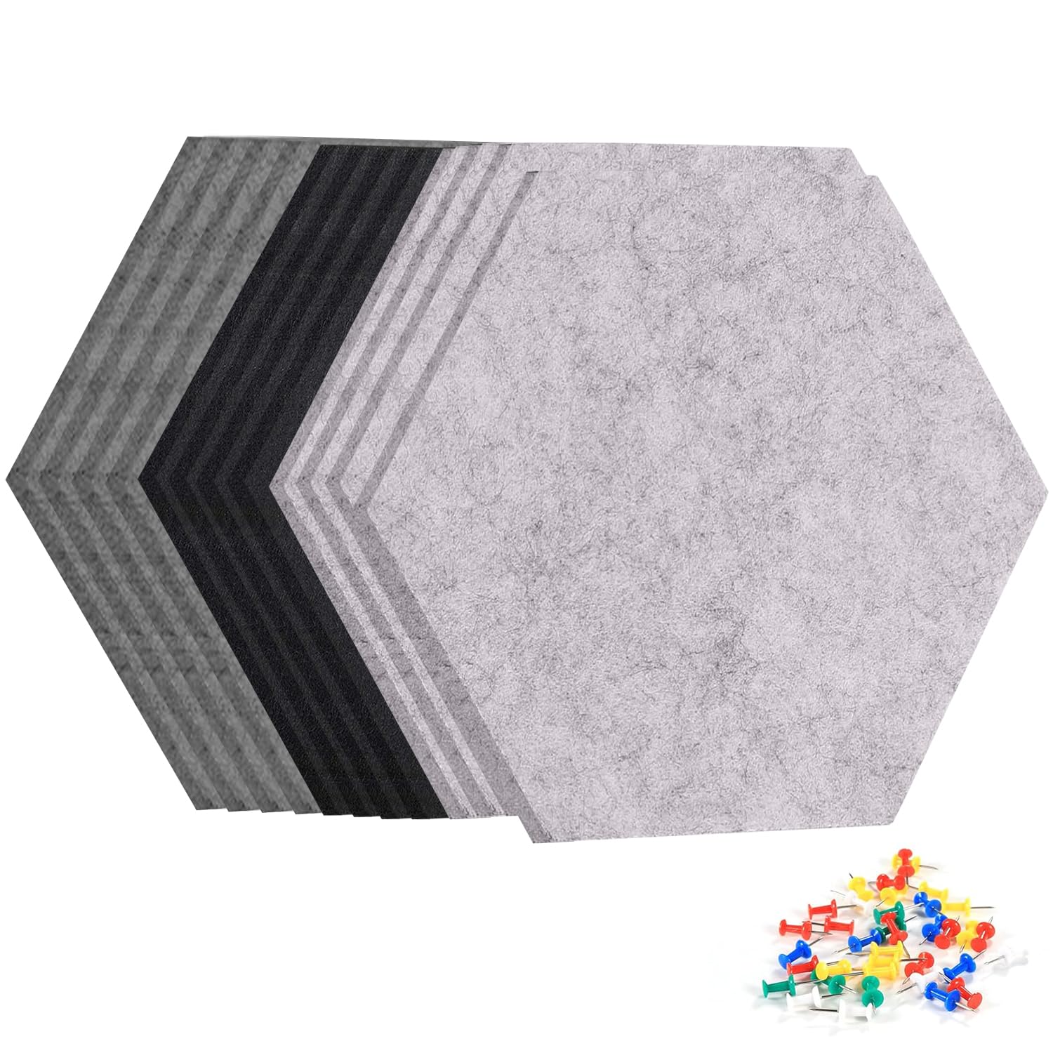 Snapklik.com : 12 Pcs Hexagon Felt Bulletin Board Tiles, Felt Cork ...