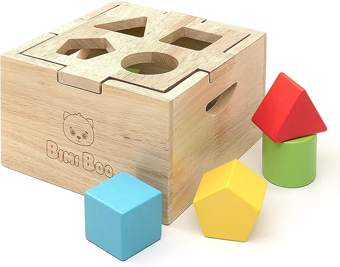 Amazon.com: Bimi Boo Shape Sorter Toy - Wooden Shape Sorter Cube Toy ...