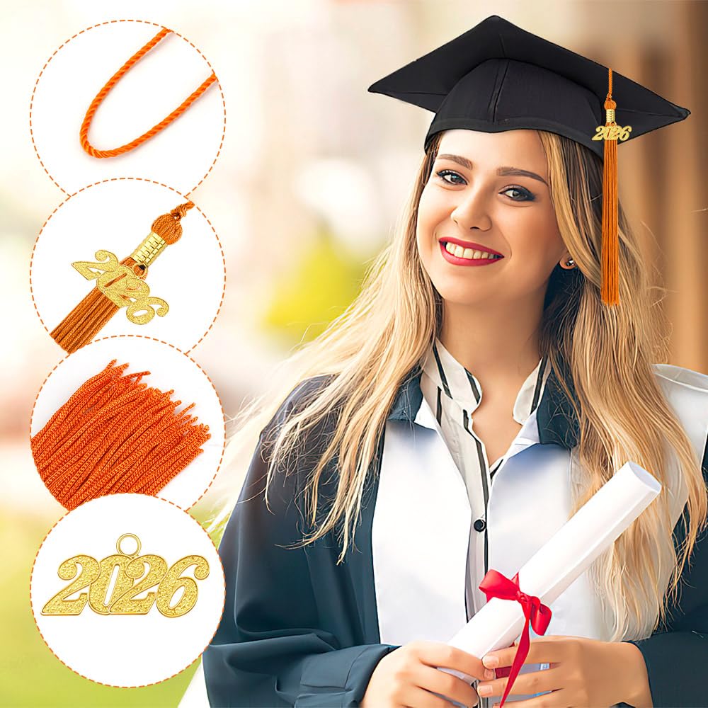 Snapklik.com : 2 Pcs 2026 Graduation Tassel Charm, Orange 2026 Tassel ...